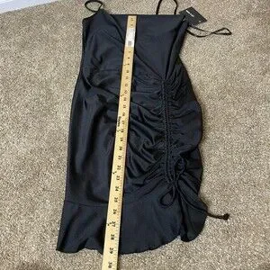 Dresses | Liz Sara Dress Body Con Mini Form Fitting Side Ruched Cowl ...
